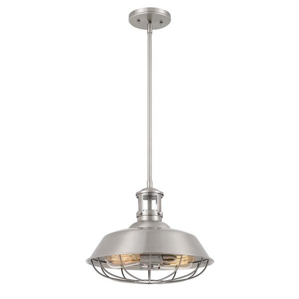 Worldwide Lighting Wilbur Brushed Nickel Industrial Warehouse ...