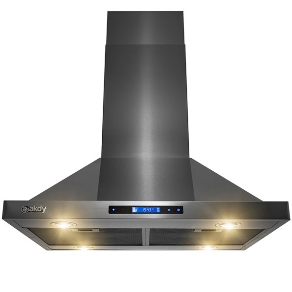 AKDY 30-in Convertible Black Stainless Steel Island Range Hood RH0405 ...