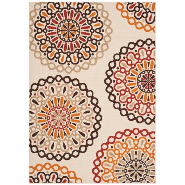 Safavieh Veranda Felizitas 8-ft x 10-ft Cream/Red Rectangular Indoor ...