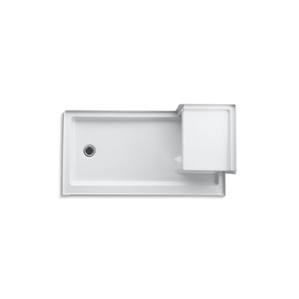 KOHLER Tresham White Acrylic 32-in W x 60-in L Shower Base With Left ...