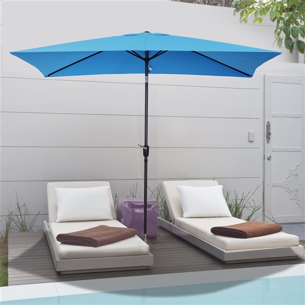 Parasol de jardin inclinable Outsunny 9,68 pi bleu pour terrasse 84D ...