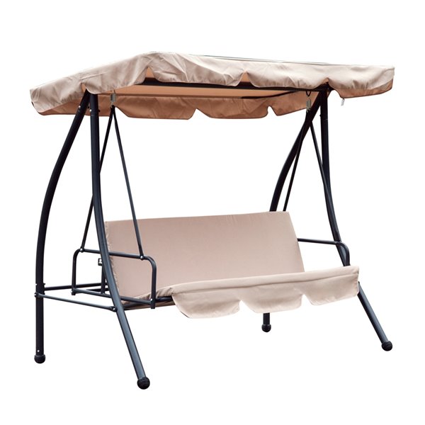 Outsunny Swing Chair 3-person Black Steel Convertible Outdoor Swing 84A ...