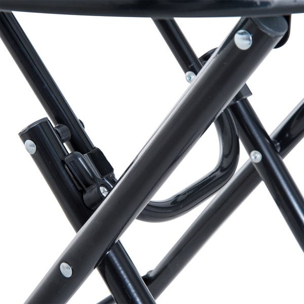 Outsunny Rocking Chair Set Black Metal Rocker Balcony Chairs with Cream ...