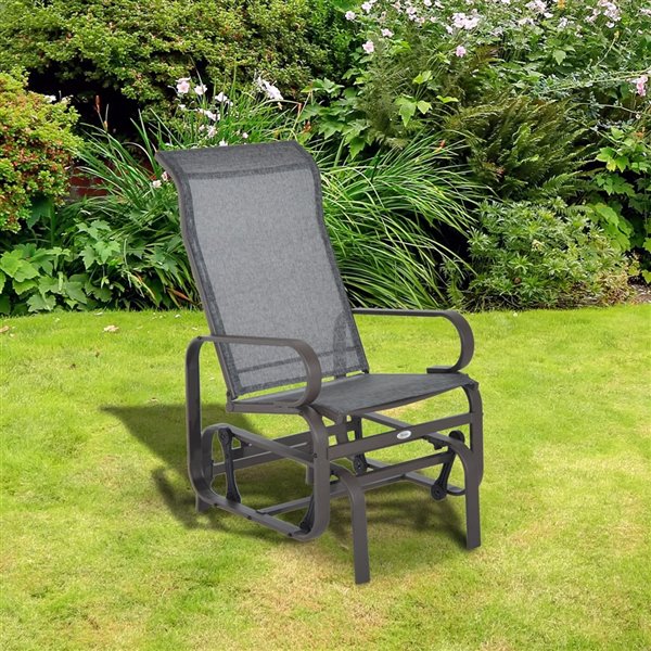 Outsunny 1-person Outdoor Steel/Sling Rocking Chair - Brown 84A-009 | RONA