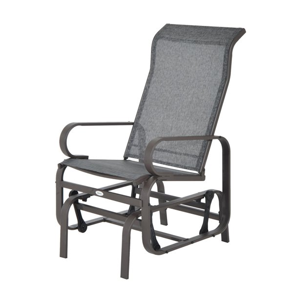 Outsunny 1-person Outdoor Steel/Sling Rocking Chair - Brown 84A-009 | RONA