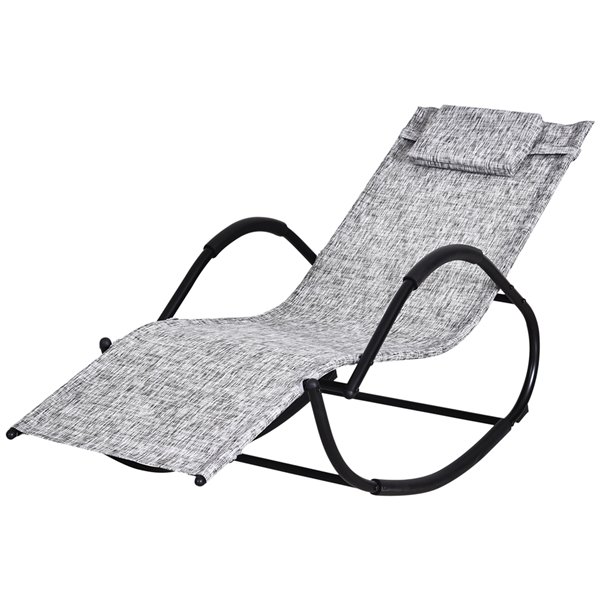 Outsunny Rocking Chair Black Metal Rocker Balcony Chair with Grey Solid ...