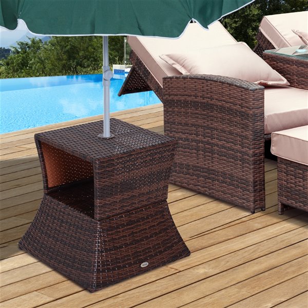 Patio side table with umbrella hole store