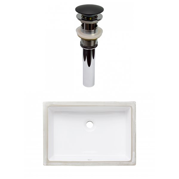 American Imaginations 14.5-in x 20.75-in White/Black Ceramic Undermount ...