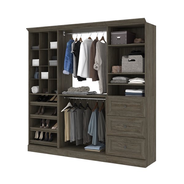 Bestar Versatile 86-in Walnut Grey Closet Organizer 40853-000035 | RONA