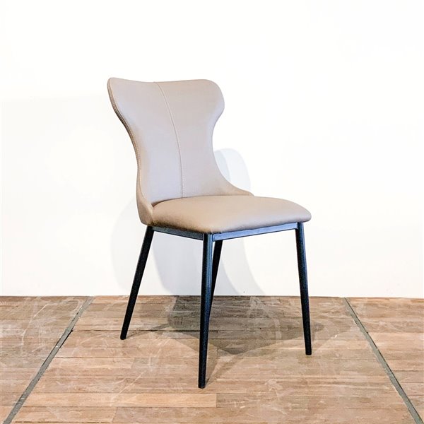 MobX Set of 2 Contemporary Taupe Genuine Leather Parsons Chair with ...