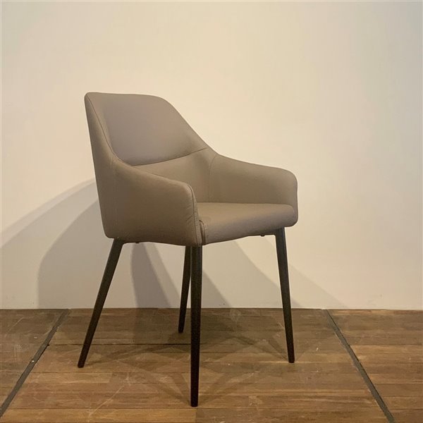 MobX Contemporary Taupe Genuine Leather Parsons Chair with Metal Frame ...