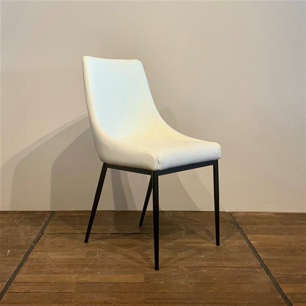 MobX Set of 2 Contemporary White Genuine Leather Parsons Chair NH 6309 WL RONA