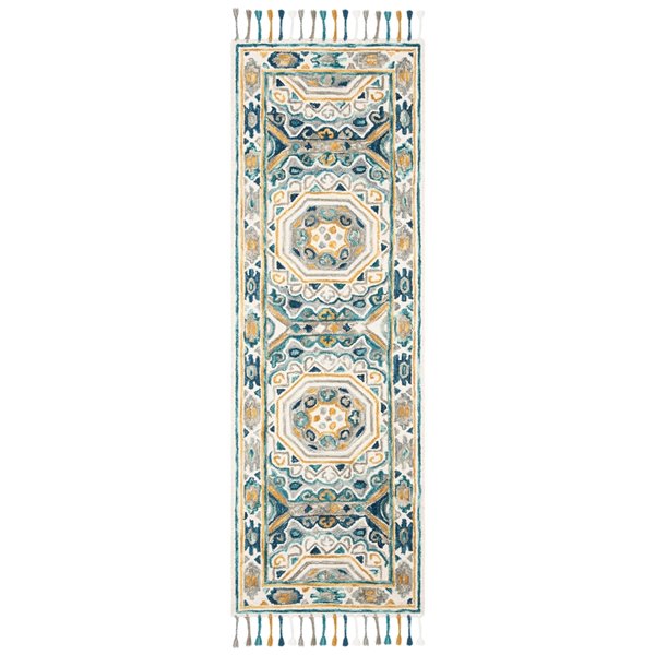 Safavieh Aspen 2-ft x 7-ft Ivory/Charcoal Rectangular Indoor Bohemian ...