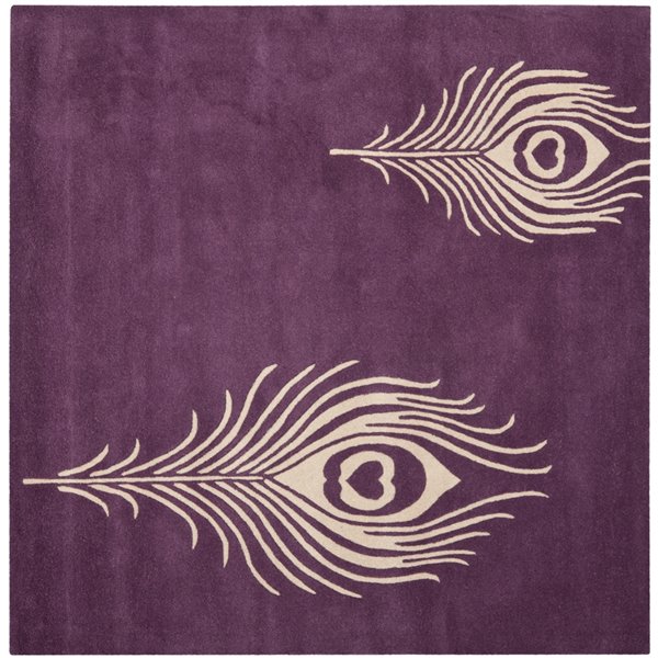 Safavieh Soho 8-ft x 8-ft Purple/Ivory Square Indoor Handcrafted Area ...