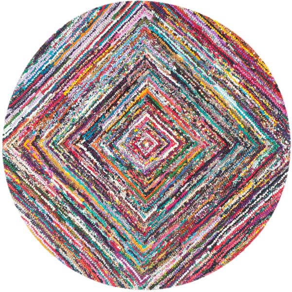 Safavieh Nantucket 4-ft x 4-ft Round Multi Indoor Handcrafted Area rug ...