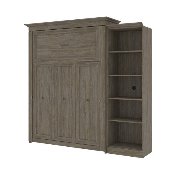 Grand lit escamotable gris noisette Versatile de Bestar, rangement ...
