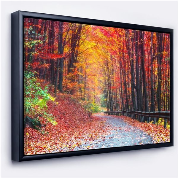 Designart 12-in x 20-in Road in Beautiful Autumn Forest with Black Wood ...