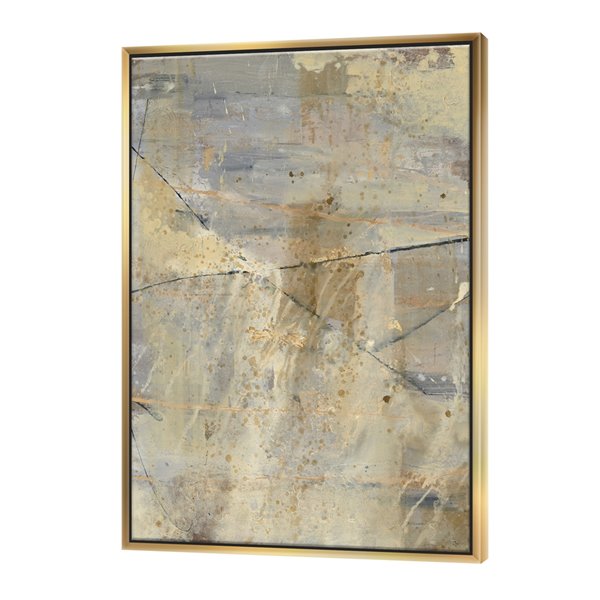 Designart 46-in x 36-in Geometric Cream Block I with Gold with Gold ...