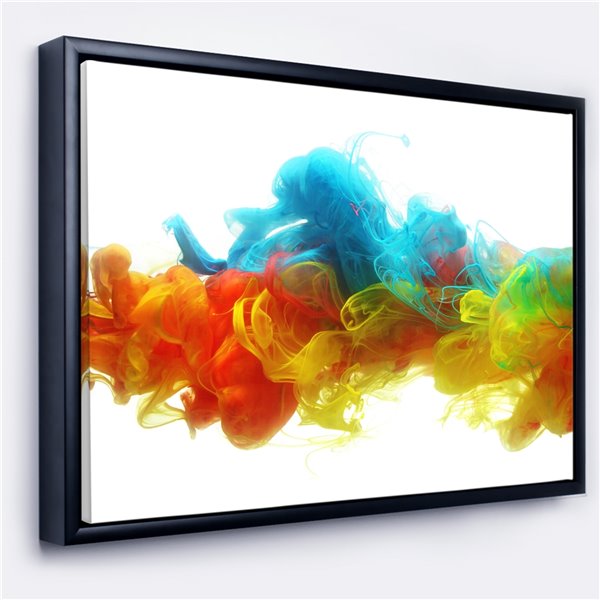 Designart 18-in x 34-in Colourful Ink in Water with Black Wood Framed ...