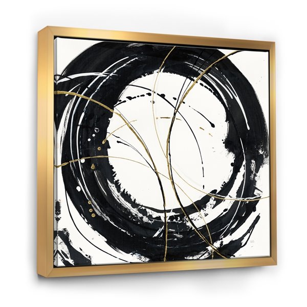 Designart 46-in x 46-in Gold Metallic Circle with Gold with Gold Wood ...