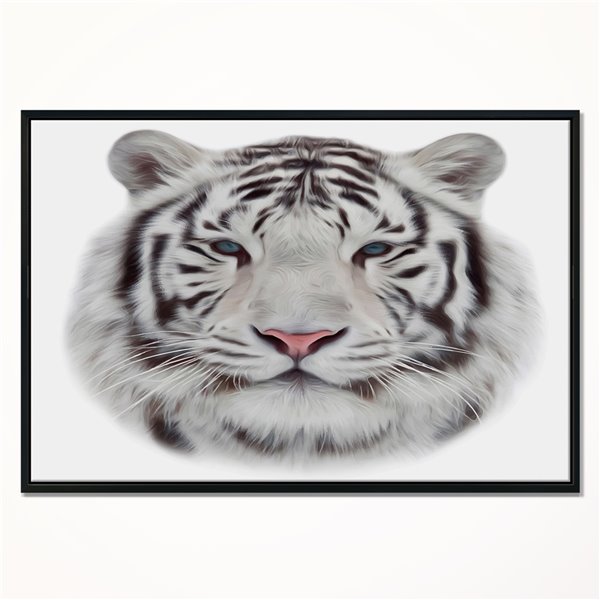Designart 18-in x 34-in White Bengal Tiger with Black Wood Framed ...