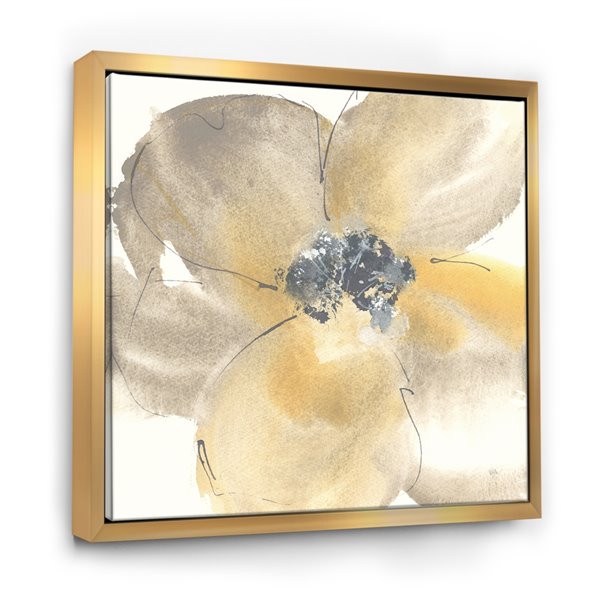 Designart 46-in x 46-in Glam Flower Tones II with Gold Wood Framed Wall ...