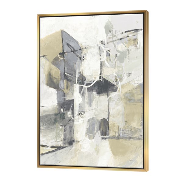 Designart 32-in x 16-in Glam Cream Dream IV with Gold Wood Framed ...