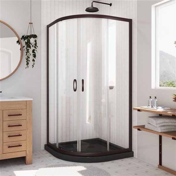 DreamLine Prime Black 74.75-in x 38-in x 38-in 2-Piece Round Corner ...