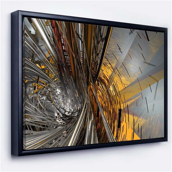 Designart 32-in x 42-in Fractal Yellow Connected Stripes Canvas Wall ...