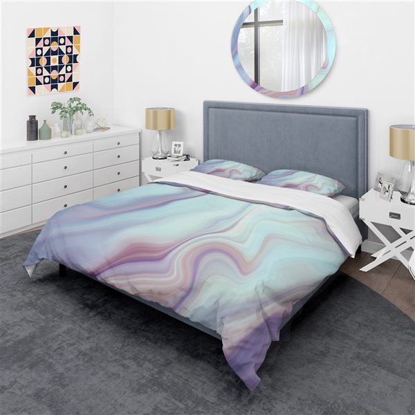 Designart 3-Piece Blue Twin Modern & Contemporary Bedding Set BED19139 ...