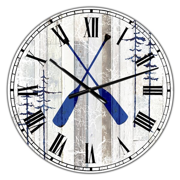 Designart The Blue Moose - Oars Large Analog Round Wall Standard Clock ...
