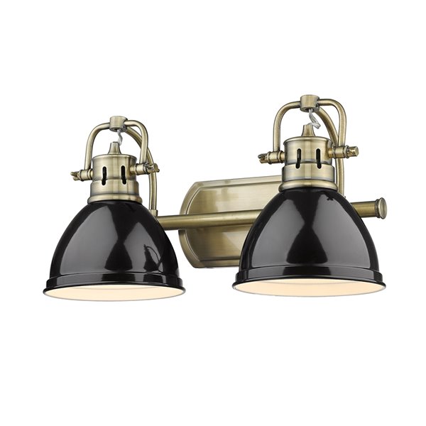 Golden Lighting Duncan 2-light Brass Industrial Vanity Light with Black ...
