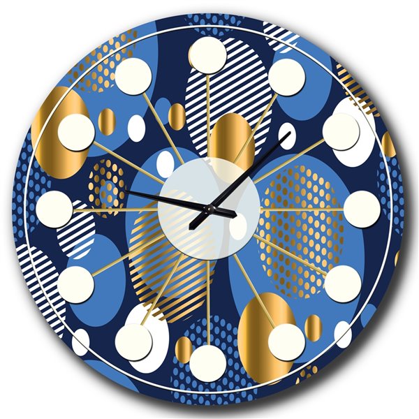 Designart 36-in x 36-in Circular Abstract Retro Geometric Xi Mid ...