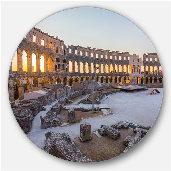 Designart 11-in x 11-in Round Inside Ancient Roman Amphitheater ...