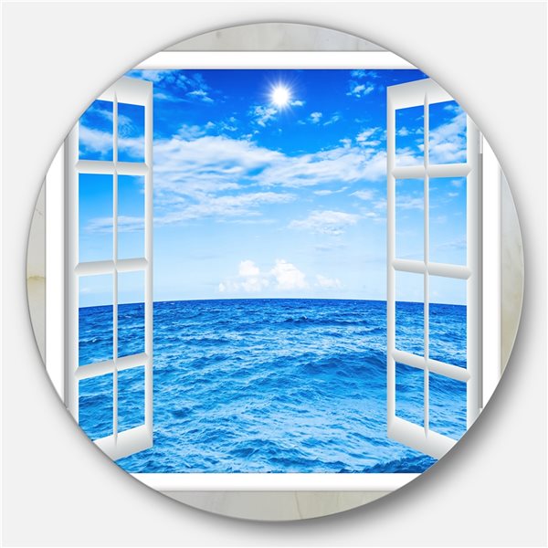 Designart 36-in x 36-in Round Window Open to Blue Wavy Ocean' Extra ...