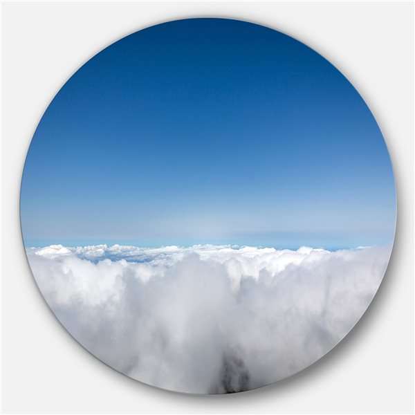 Designart 11-in x 11-in Round Aerial View of Sky over Clouds' Landscape ...