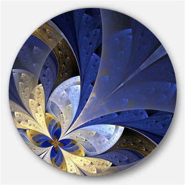 Designart 23-in x 23-in Blue and Yellow Large Fractal Pattern Floral ...