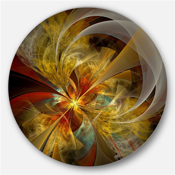 Designart 11-in x 11-in Bright Yellow Symmetrical Flower Design Metal ...