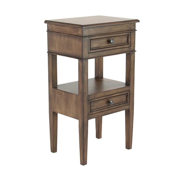 Grayson Lane Traditional Brown Pine Wood Rectangle End Table 366321 | RONA