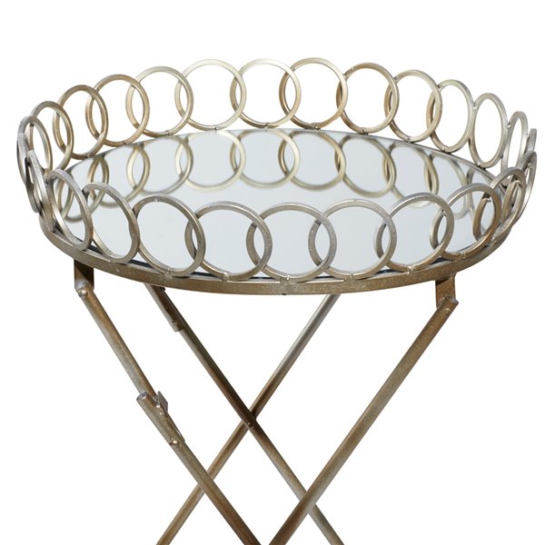 Grayson Lane Traditional Gold Mirror Round End Table 362472 | RONA