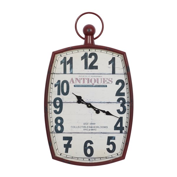 Grayson Lane 33-in x 19-in Vintage Wall Clock White Metal 363241 | RONA