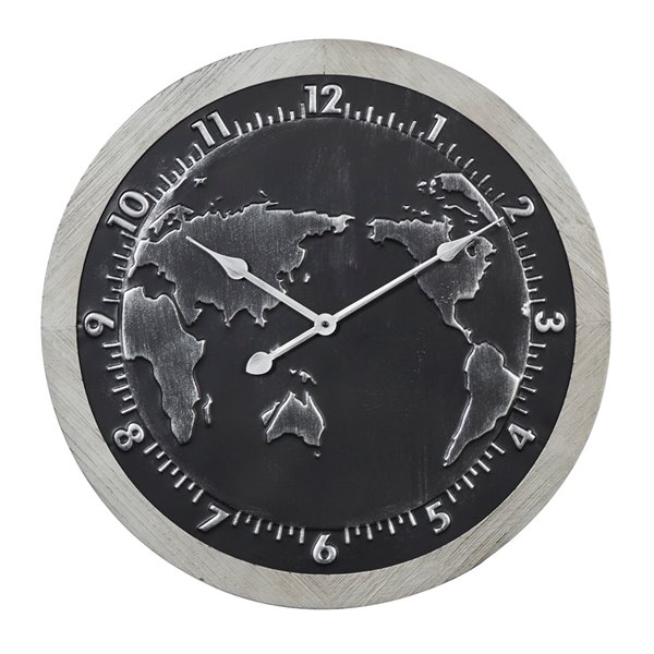 Grayson Lane 25-in x 25-in Vintage Wall Clock Black Metal 364233 | RONA