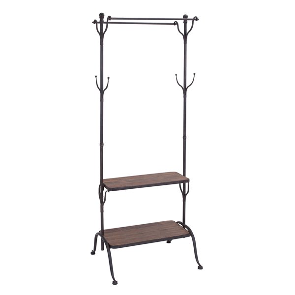GRAYSON LANE 72 In. x 38 In. Industrial Coat Rack Black Metal and Wood ...