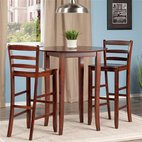 Winsome Wood Parkland 5-Piece High Table with 29-in Ladder Back Stools ...