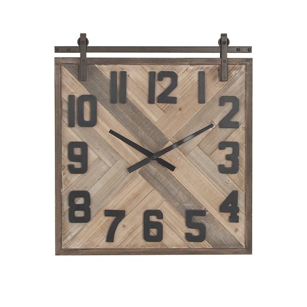 Grayson Lane Analog 27-in x 24-in Brown Square Wall Standard Clock ...