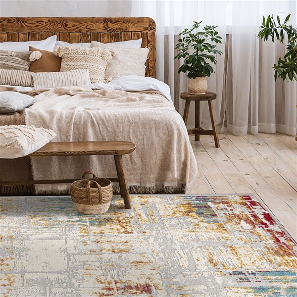 Rug Branch Contemporary Abstract Beige Red Indoor Area Rug - 10x16 ...