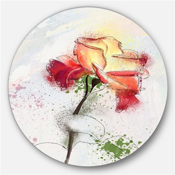 Designart 11-in x 11-in Beautiful Rose Illustration Drawing Floral ...