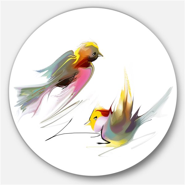 Designart 36-in x 36-in Flying Birds Illustration Disc Large Animal ...