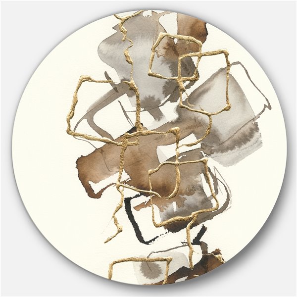 Designart 23-in x 23-in Gold Glam Squares III Glam Metal Circle Wall ...