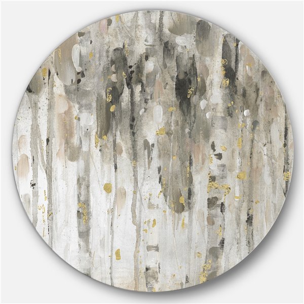 Designart 23-in x 23-in The Modern Grey Forest IV Glam Metal Circle ...